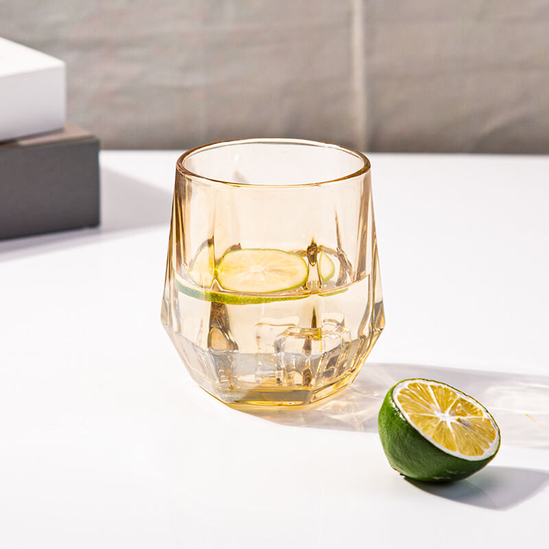 MOREUSHOP | Amber Hexagonal Glass Cup – Moreushop®