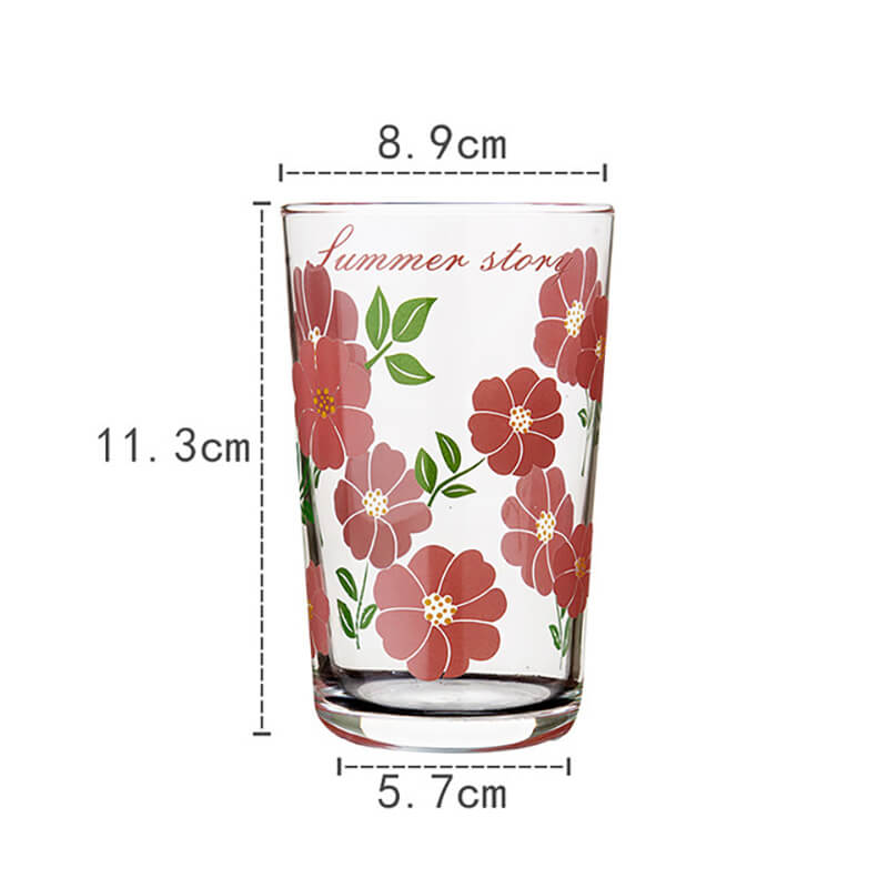 MOREUSHOP | Floral Print Glass Cup – Moreushop®