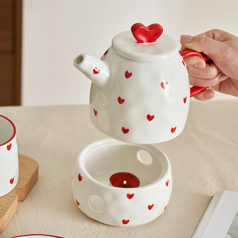MOREUSHOP | Heart Ceramic Teapot Set – Moreushop®