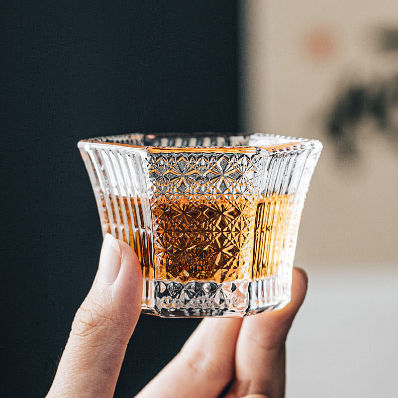 MOREUSHOP | Hexagonal Embossed Glass Cup – Moreushop®