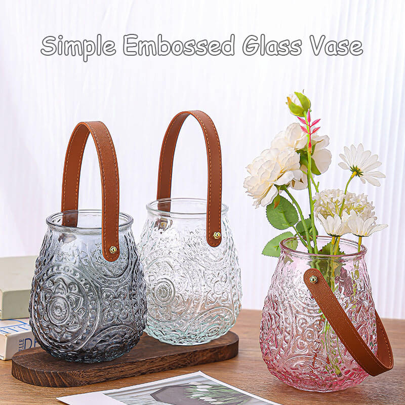 MOREUSHOP | Simple Embossed Glass Vase – Moreushop®