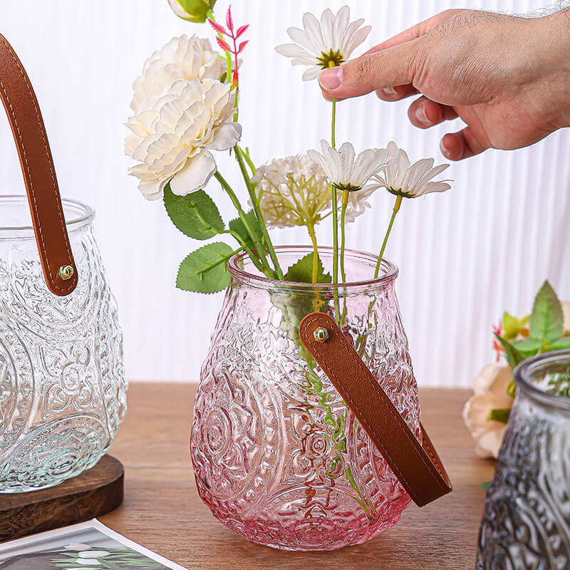 MOREUSHOP | Simple Embossed Glass Vase – Moreushop®