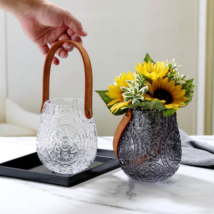 MOREUSHOP | Simple Embossed Glass Vase – Moreushop®