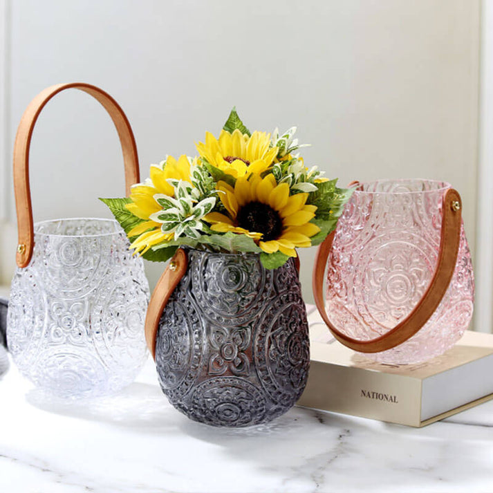MOREUSHOP | Simple Embossed Glass Vase – Moreushop®