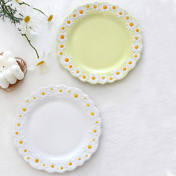 Daisy Embossed Ceramic Dinner Plate – Moreushop®