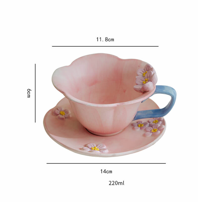 MOREUSHOP | Spring Embossed Plum Blossom Ceramic Cup and Saucer ...