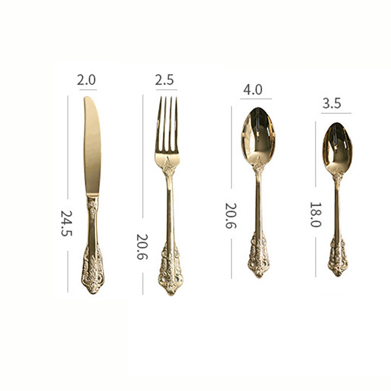 MOREUSHOP | Stainless Steel Embossed Flatware 4Pcs Set – Moreushop®