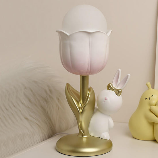 MOREUSHOP | Tulip Rabbit Resin Table Lamp – Moreushop®