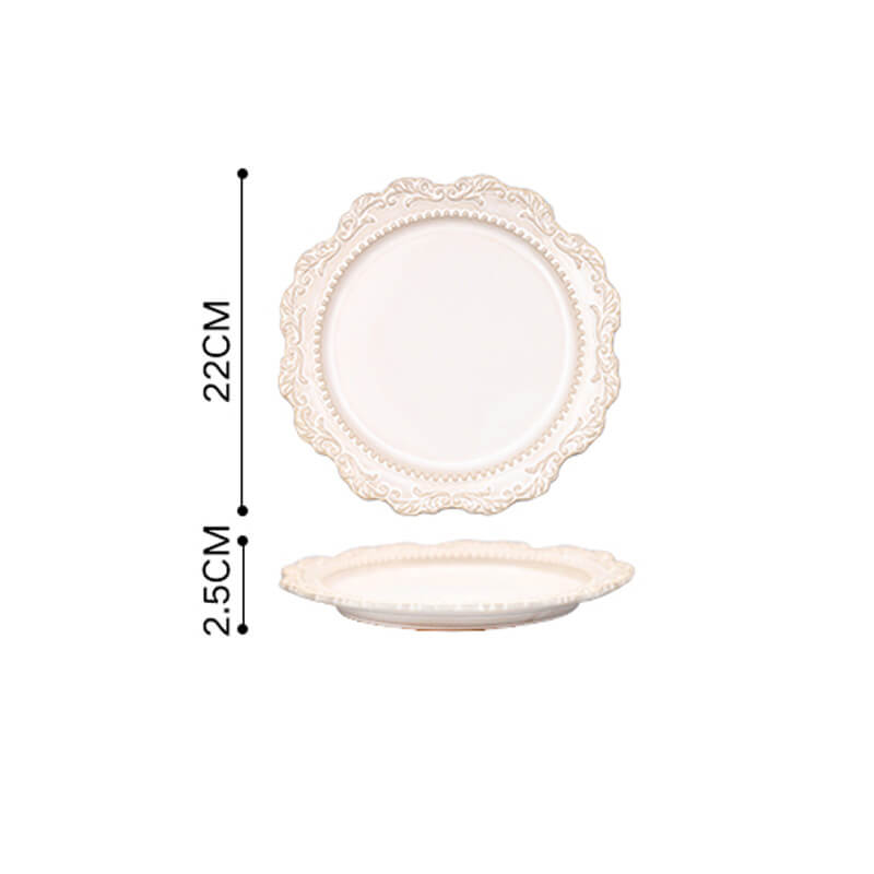 MOREUSHOP | Vintage Embossed Ceramic Dinner Plate – Moreushop®