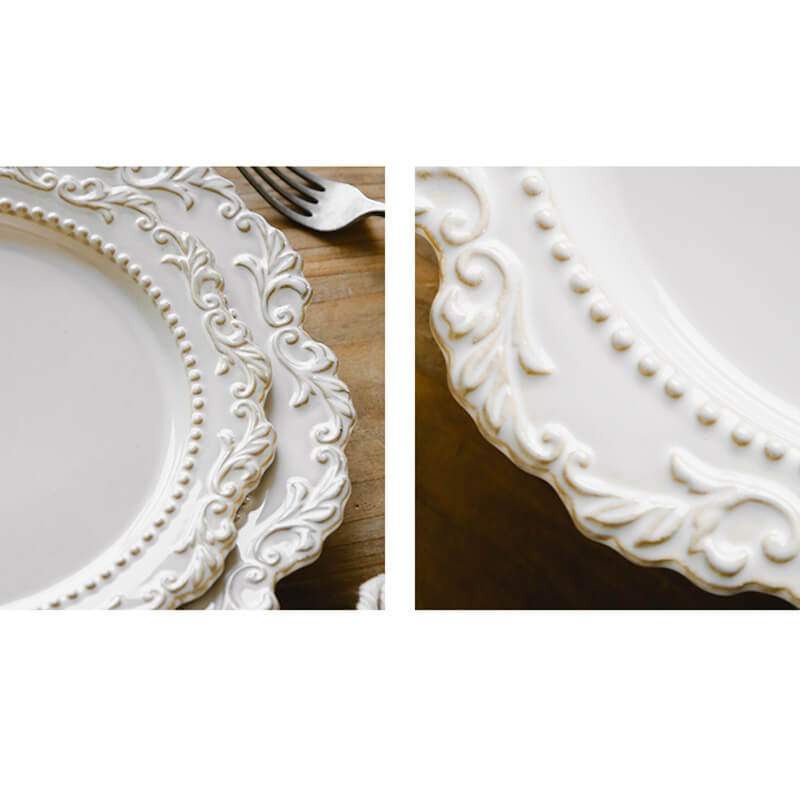 MOREUSHOP | Vintage Embossed Ceramic Dinner Plate – Moreushop®
